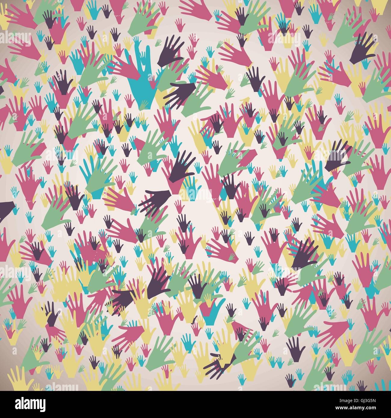 illustration of many color hands concept of diversity vector ill Stock ...