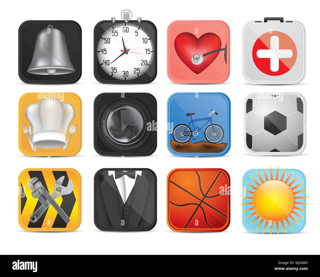 illustration of colorful applications icons with different textu Stock ...