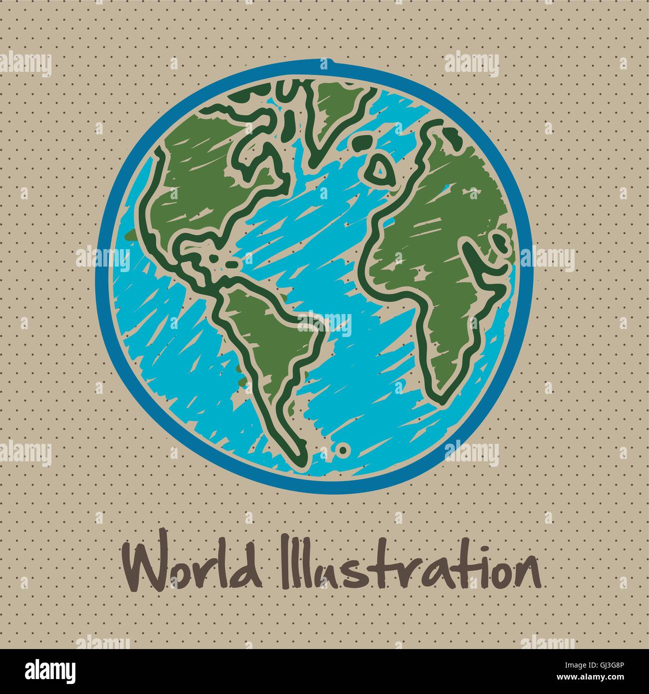sketch illustration of planet earth isolated on dots background Stock ...