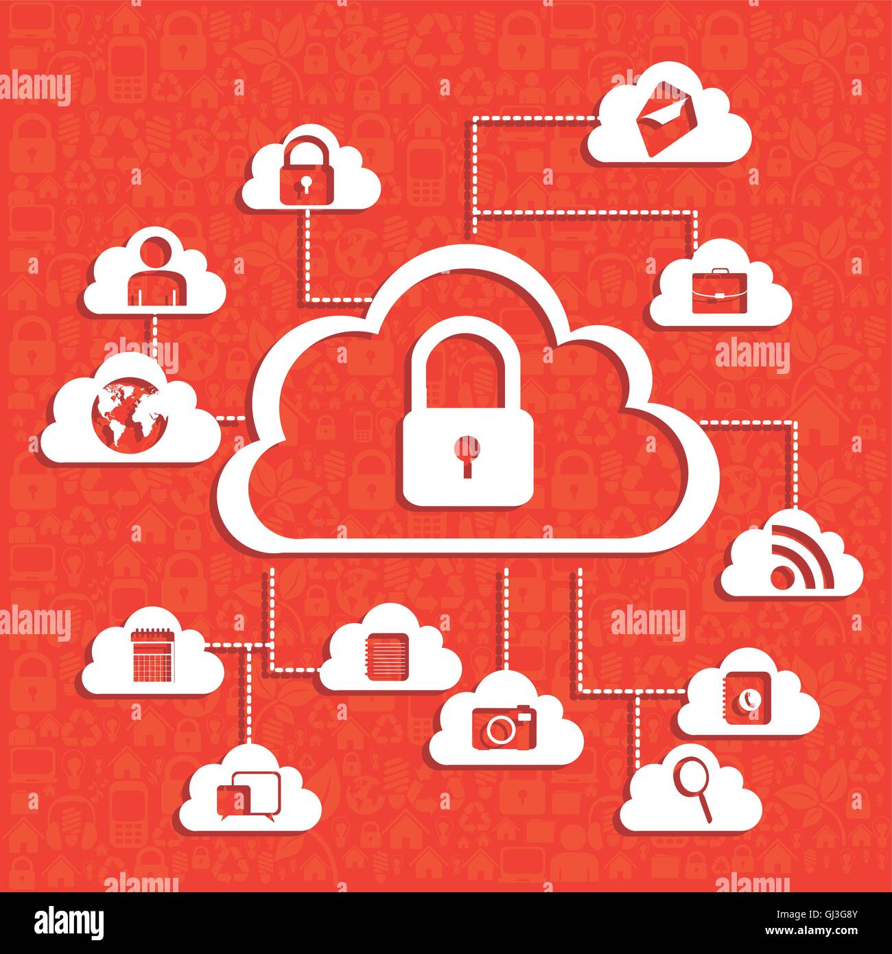 illustration of cloud technology locked network security vector Stock ...