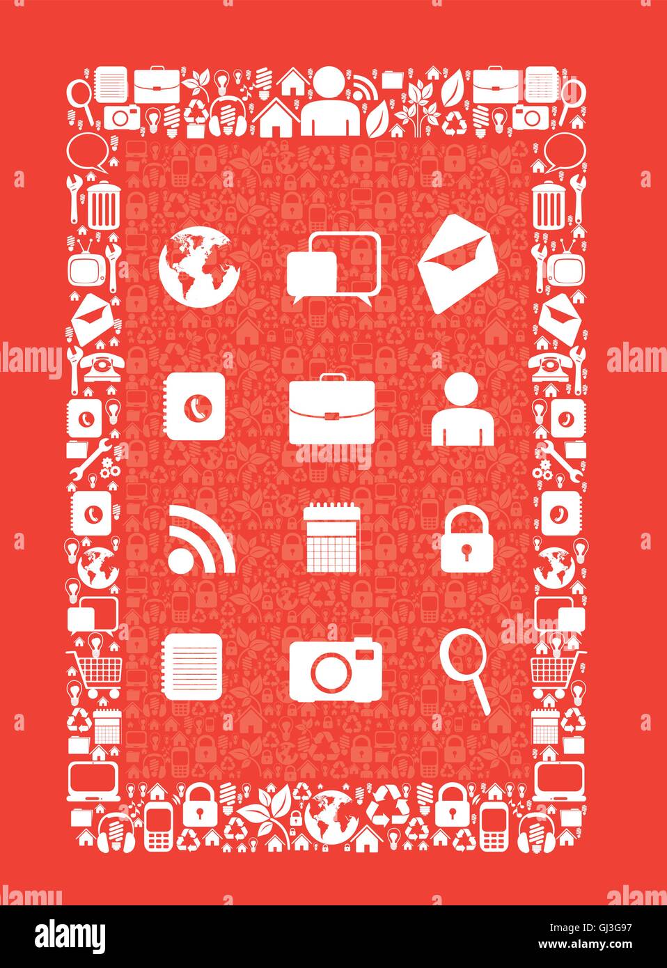 illustration of icons forming a tablet with icons vector illustr Stock ...