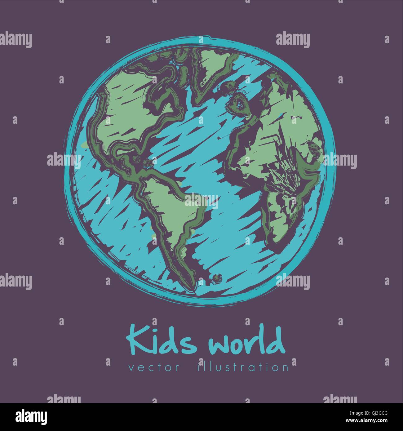 sketch of planet earth in colors isolated on purple background v Stock ...