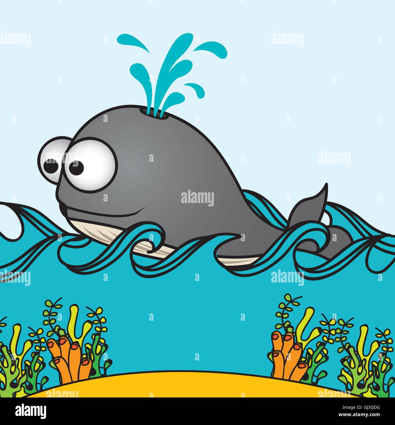 illustration of whale Fish Drawings aquatic animals vector illus Stock ...