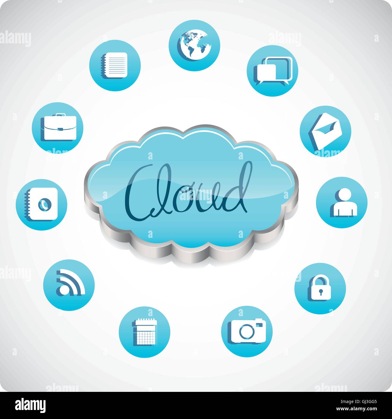 illustration of cloud computers and communications technology ve Stock ...