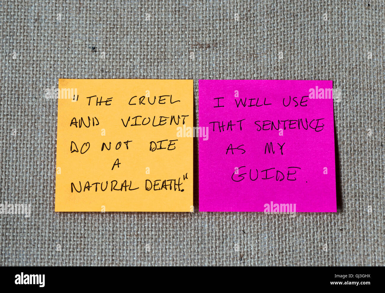 famous quote from the Tao Te Ching written on sticky notes, burlap ...