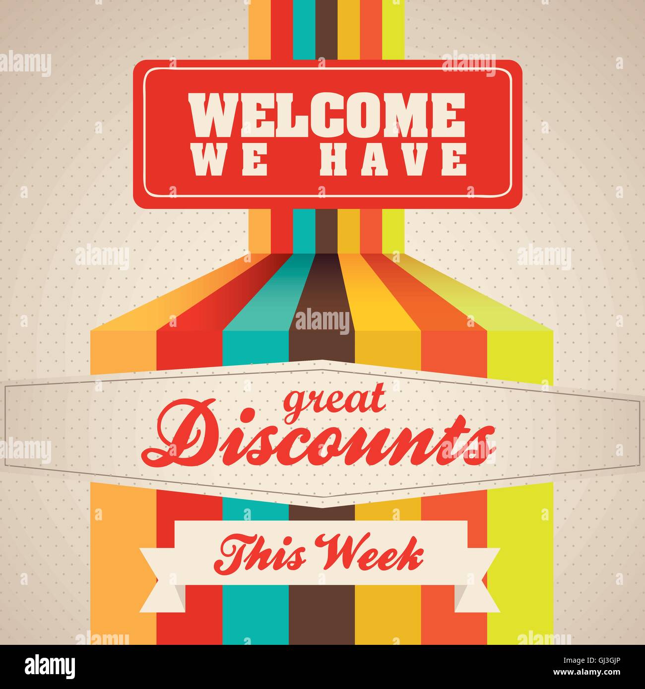 Illustration of Vintage Poster Art discount poster in warm color Stock ...