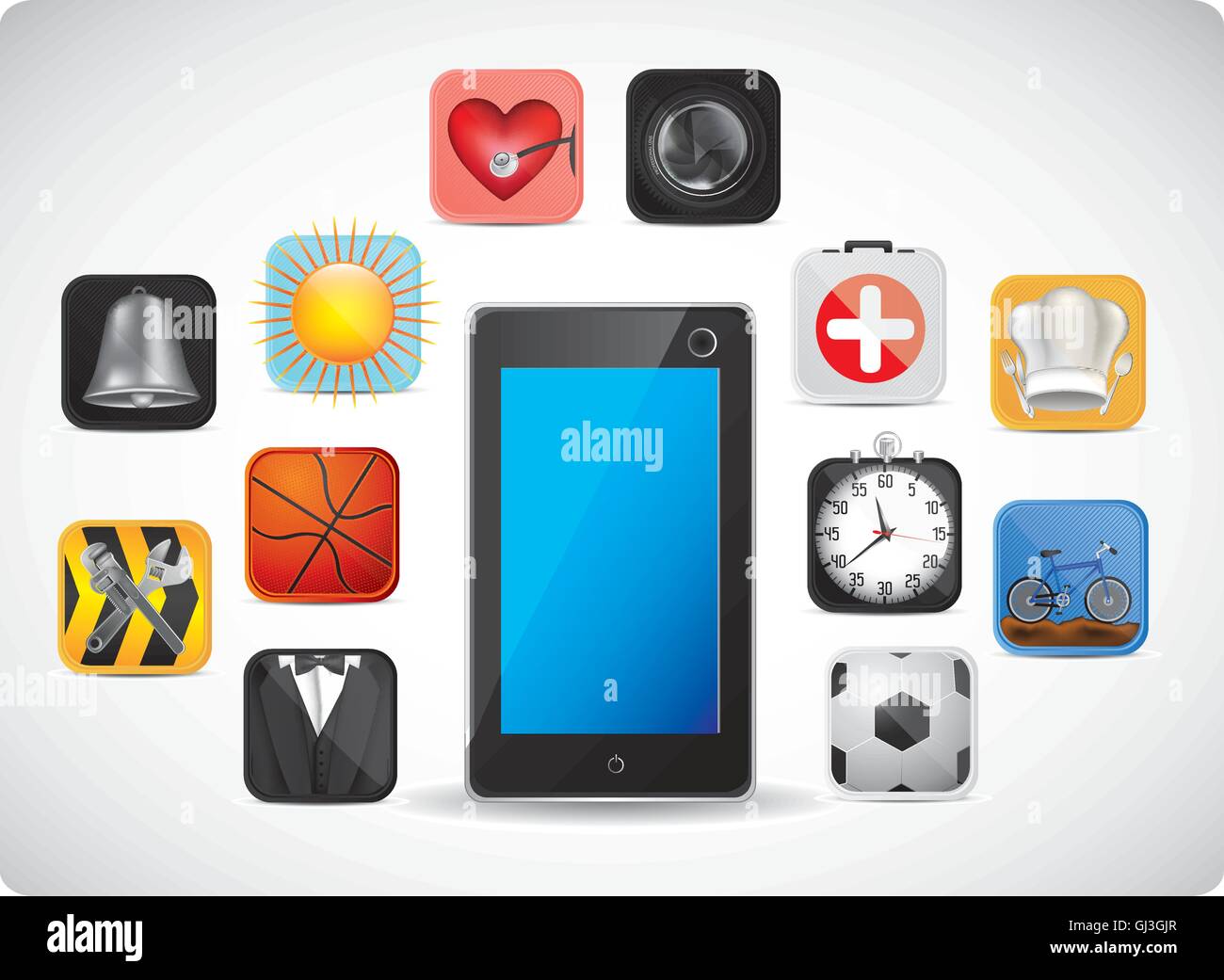 illustration of touch mobile Phone Apps vector illustration Stock ...