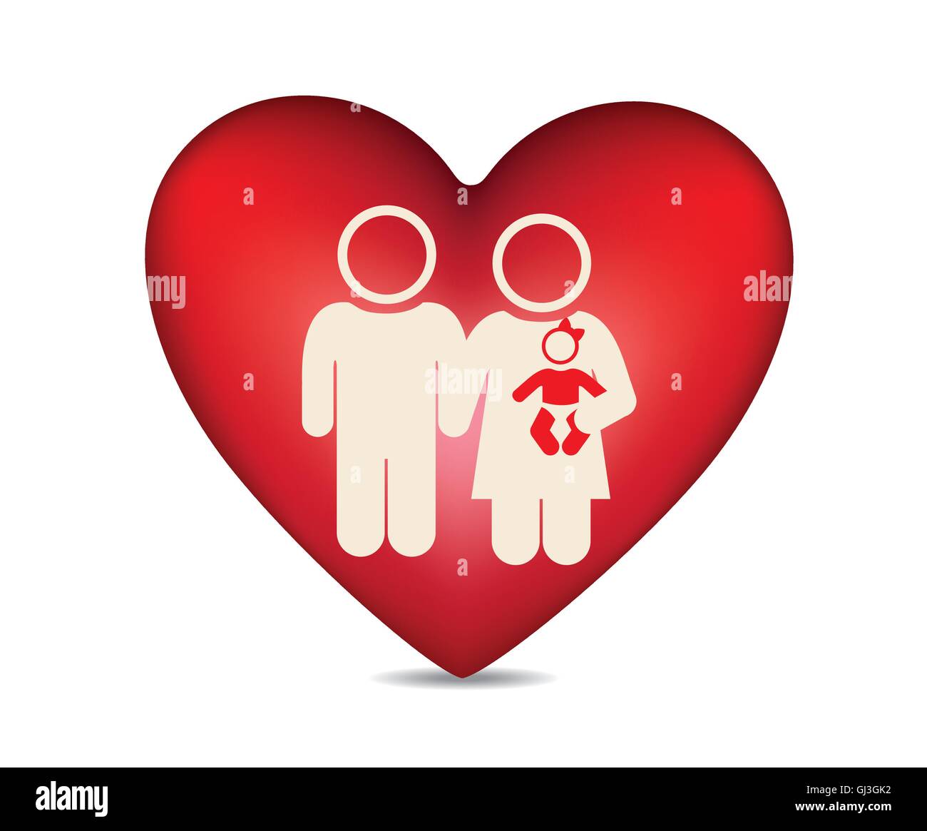 Illustration of family icons on heart isolated on white backgrou Stock ...