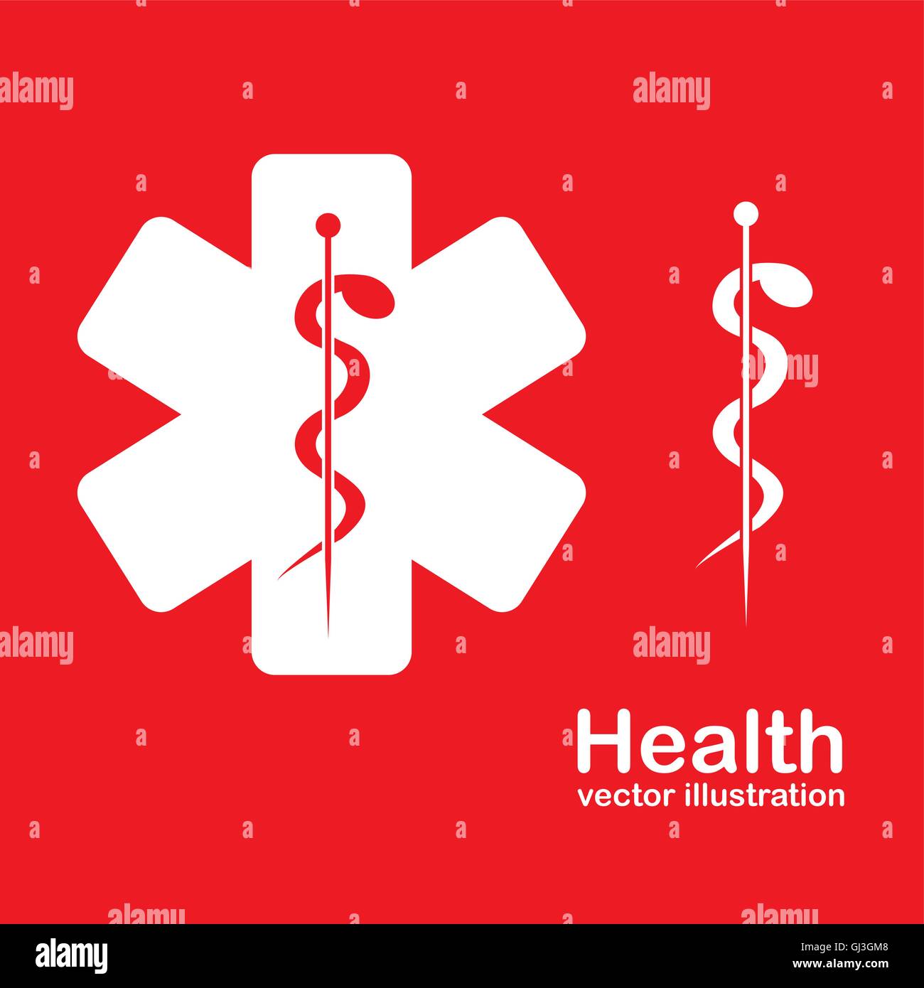 Illustration of health icons isolated on red background medicine Stock ...