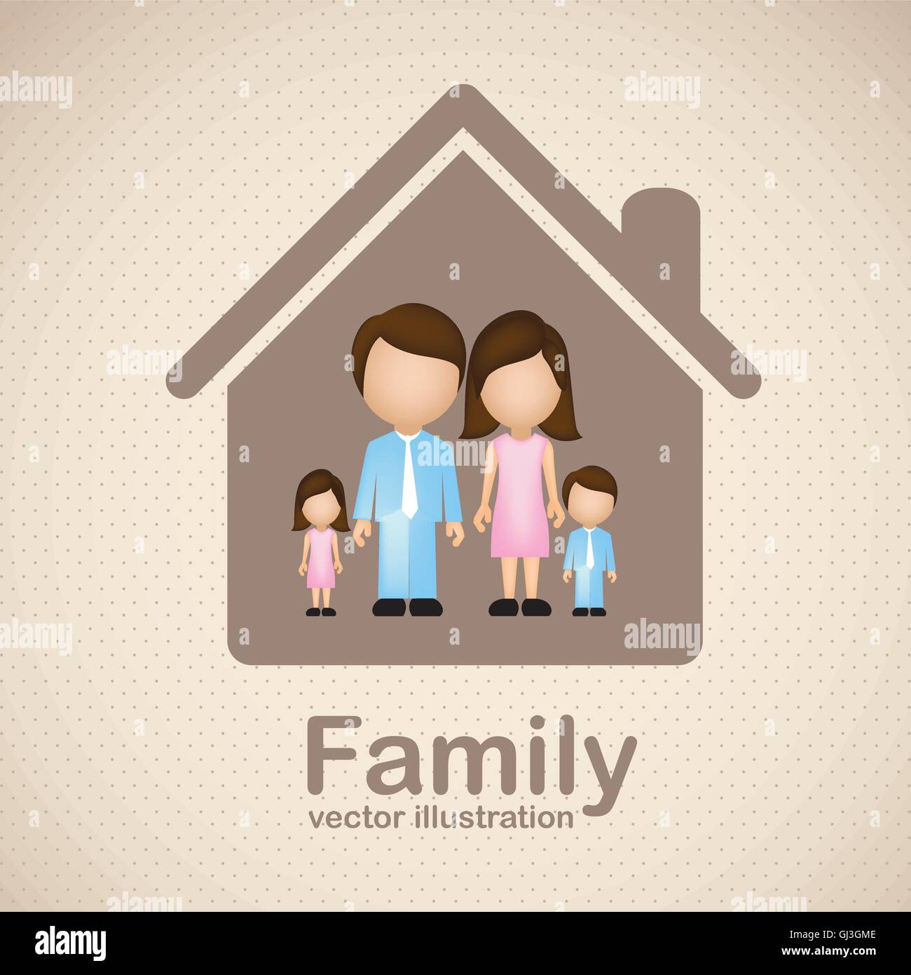 Illustration of family icons isolated on beige background vector Stock ...