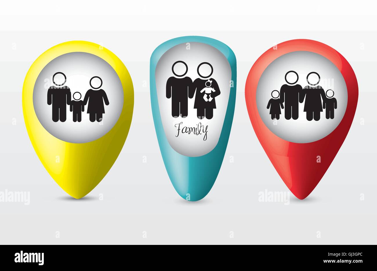 Illustration of family icons on buttons isolated on white backgr Stock ...