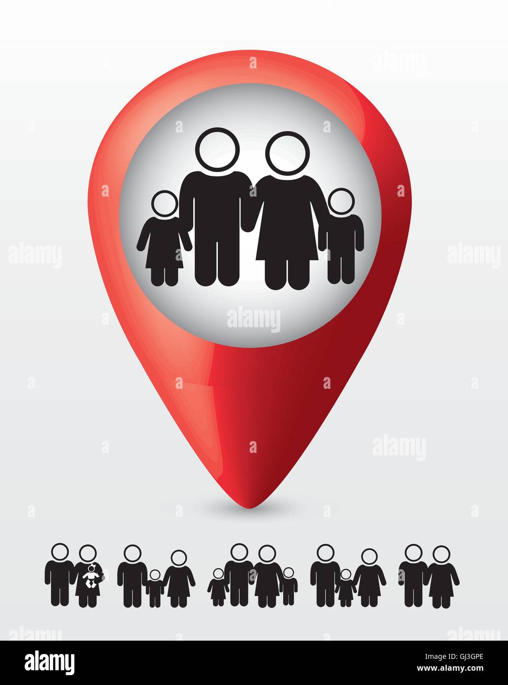 Illustration of family icons on buttons isolated on white backgr Stock ...