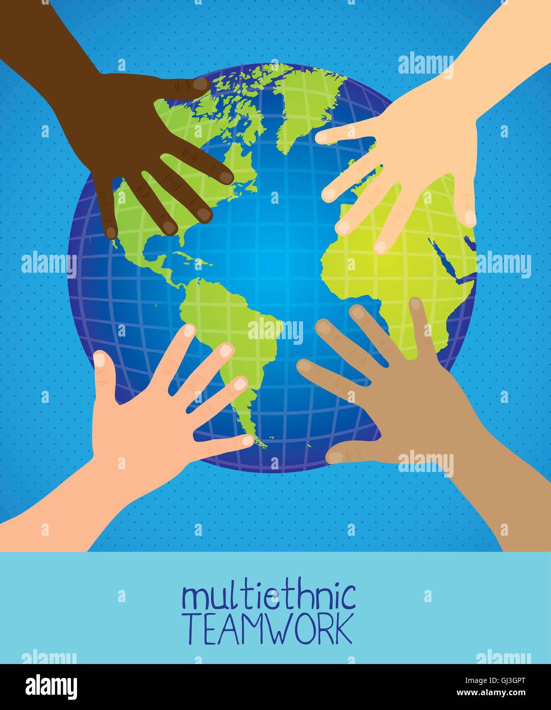 Illustration of multiethnic teamwork people silhouettes in color Stock ...