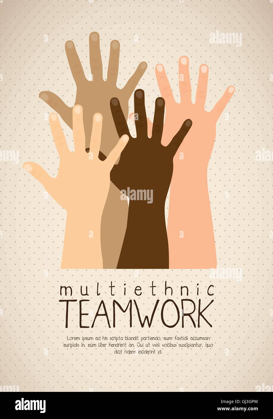 Illustration of multiethnic teamwork people silhouettes in color Stock ...
