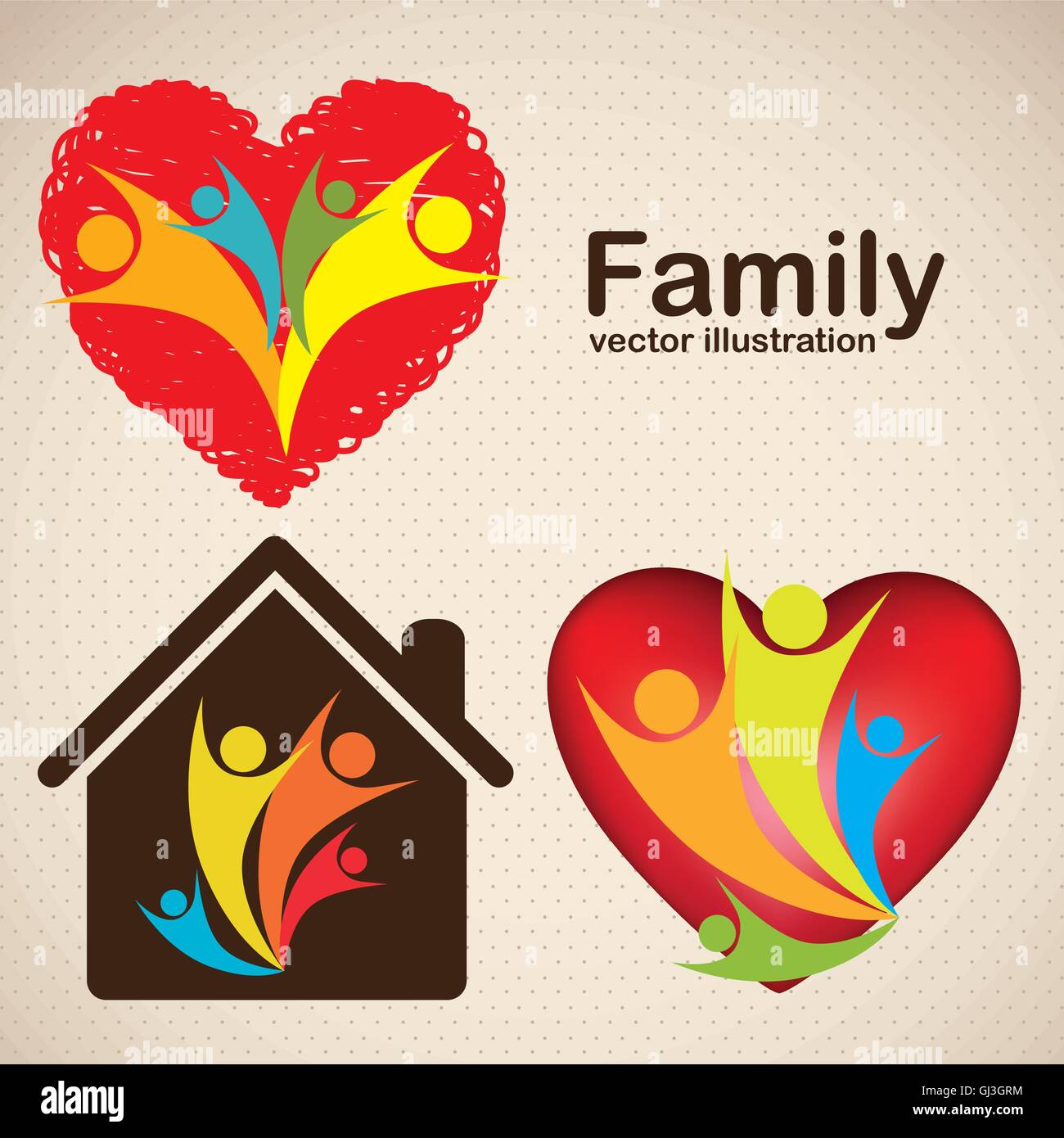 Illustration of family icons isolated on beige background vector Stock ...