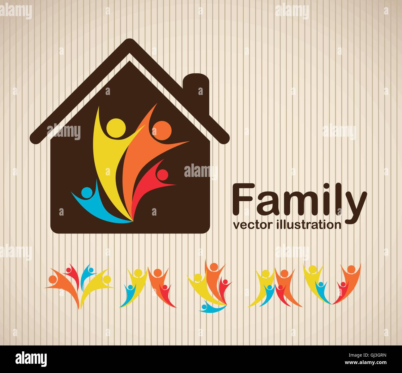 Illustration of family icons isolated on beige background vector Stock ...
