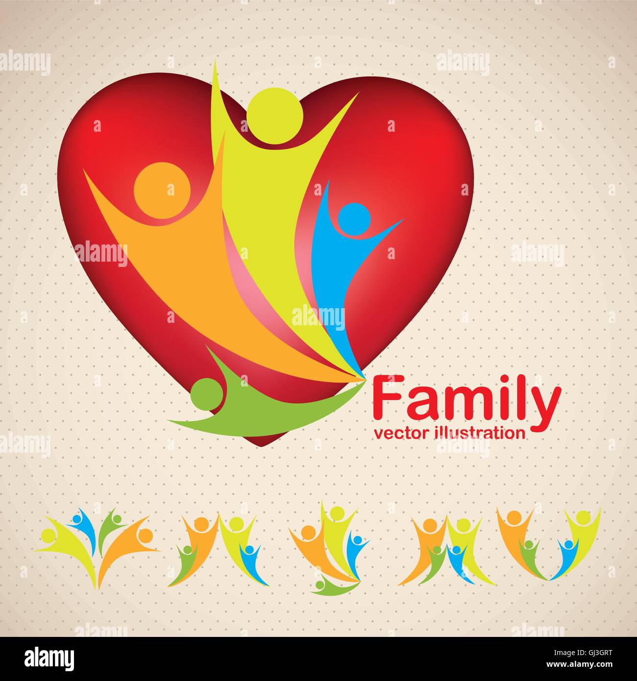 Illustration of family icons isolated on beige background vector Stock ...