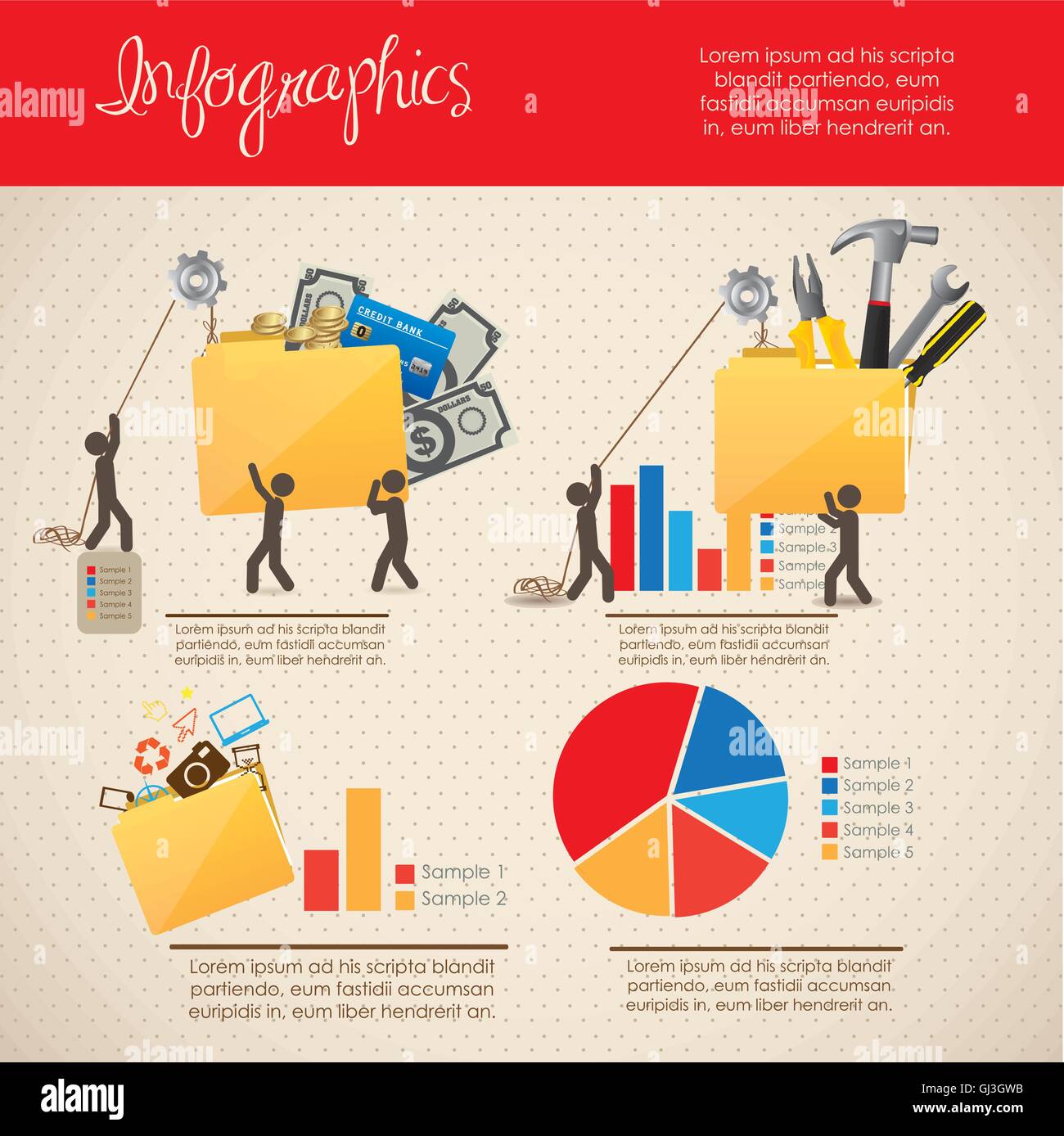 Infographics illustration file folders Stock Vector Images - Alamy