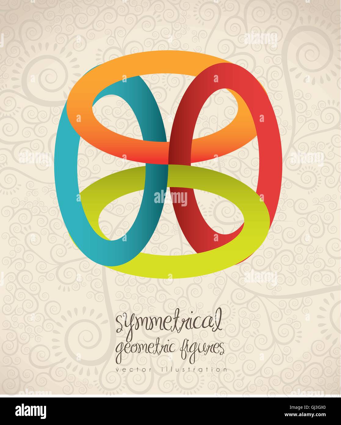 symmetrical illustration of geometric shapes colors vector illus Stock ...