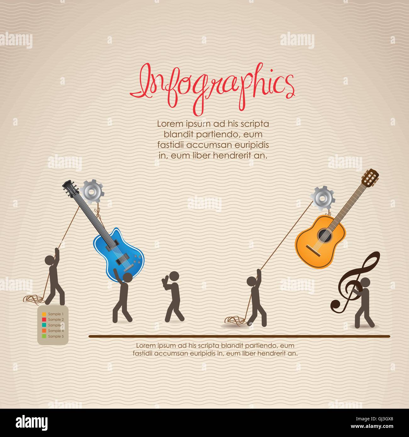 infographics illustration of music icons with people icons acous Stock ...