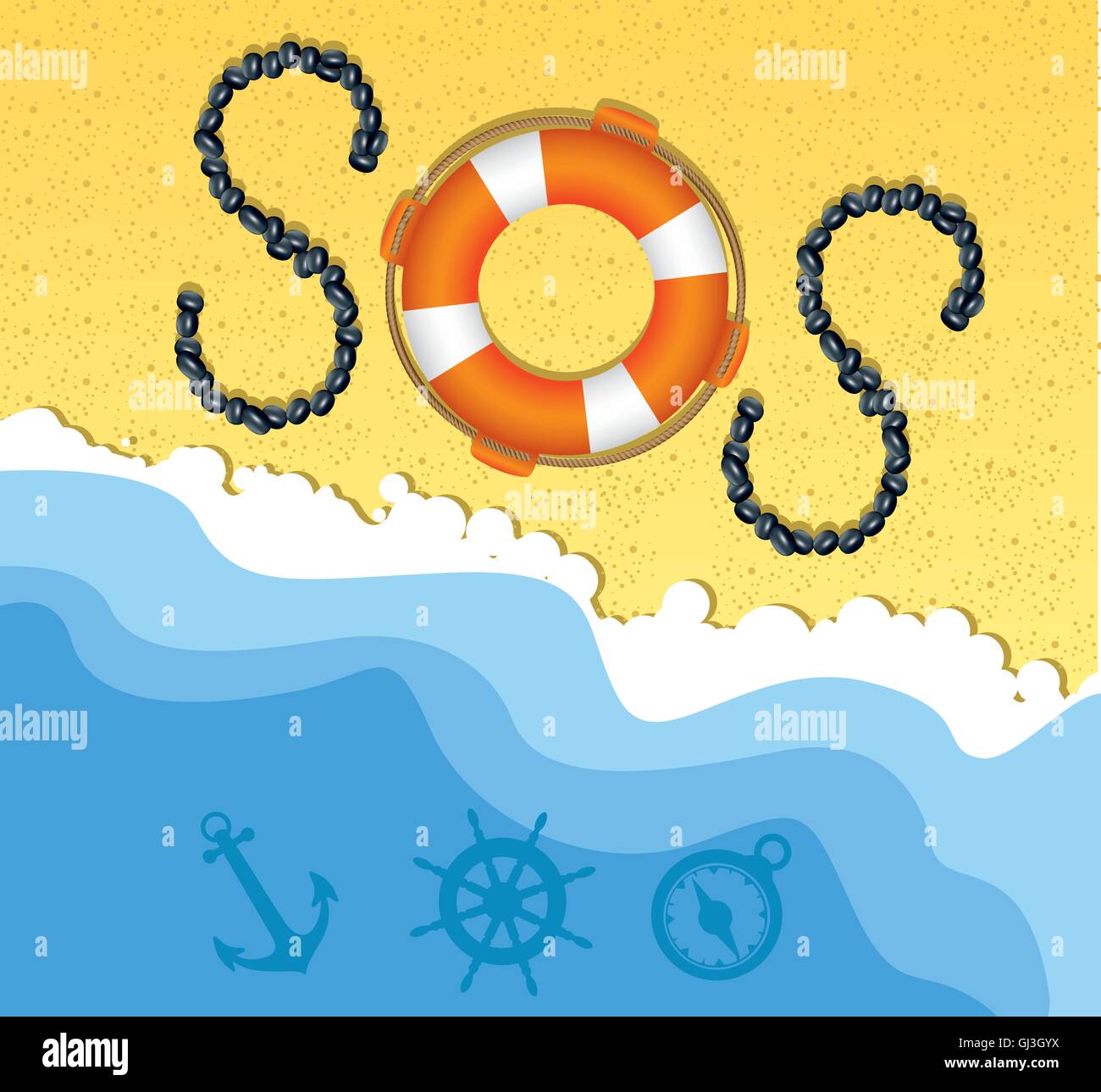 illustration of SOS icon life guard navigation icons vector illu Stock ...
