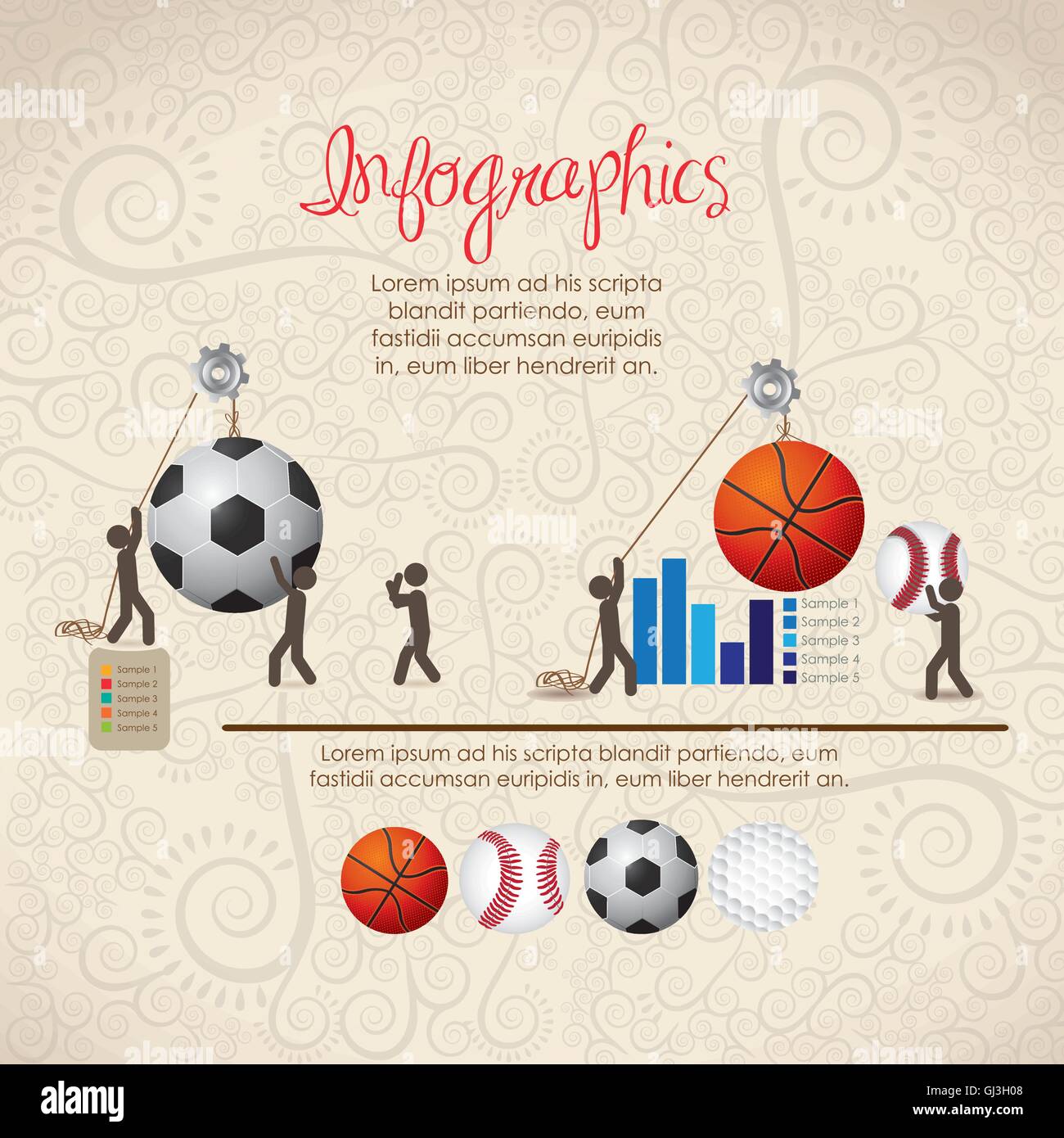 infographics illustration of sports with icons of people vector Stock ...