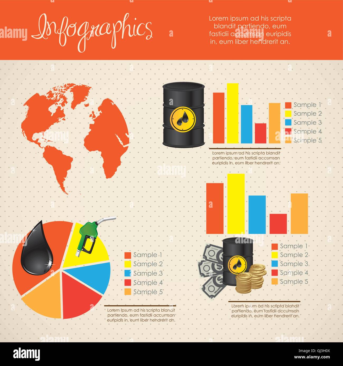 infographics illustration of petroleum icons vector illustration Stock ...