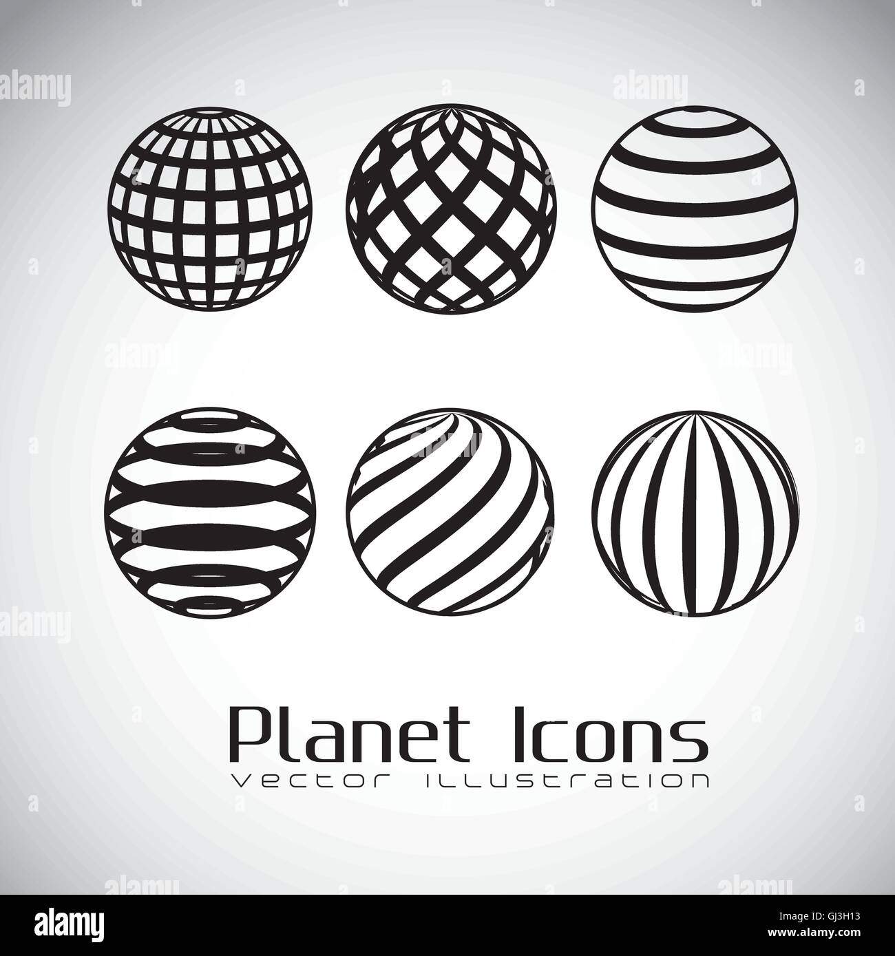 illustration of planet earth icons in gray background vector ill Stock ...