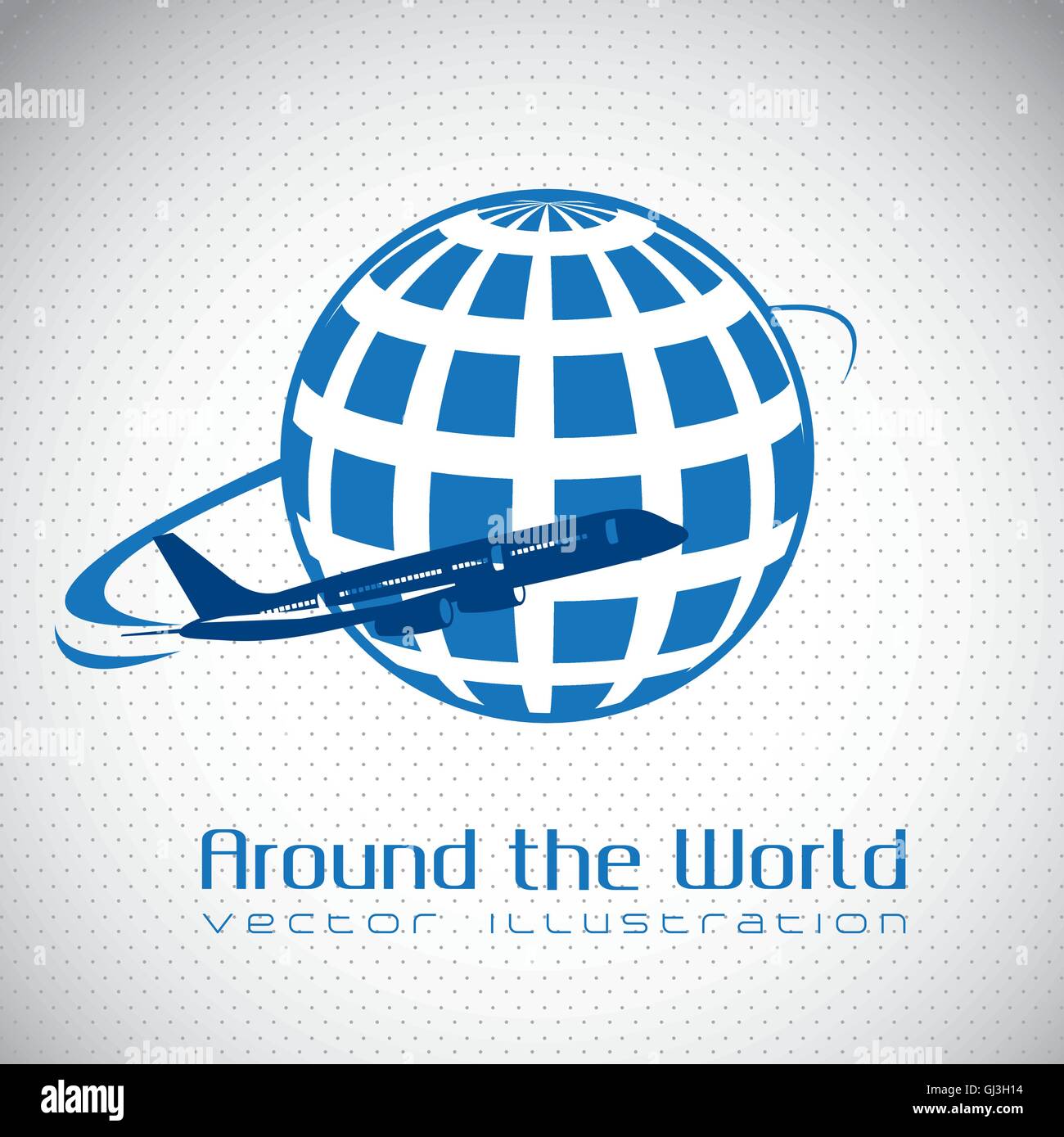 illustration of planet earth icon with air plane in dotted backg Stock ...