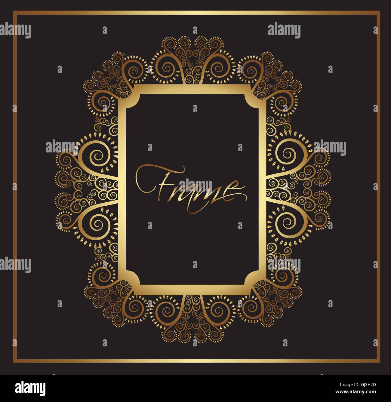 Illustration of golden frame of arabesques vector illustration Stock ...