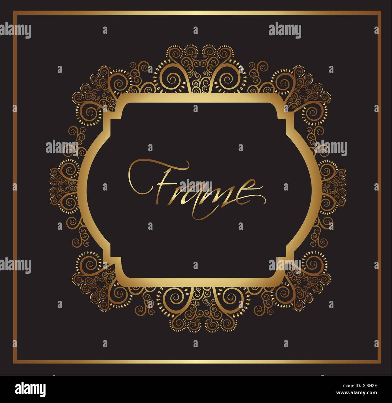 Illustration of golden frame of arabesques vector illustration Stock ...