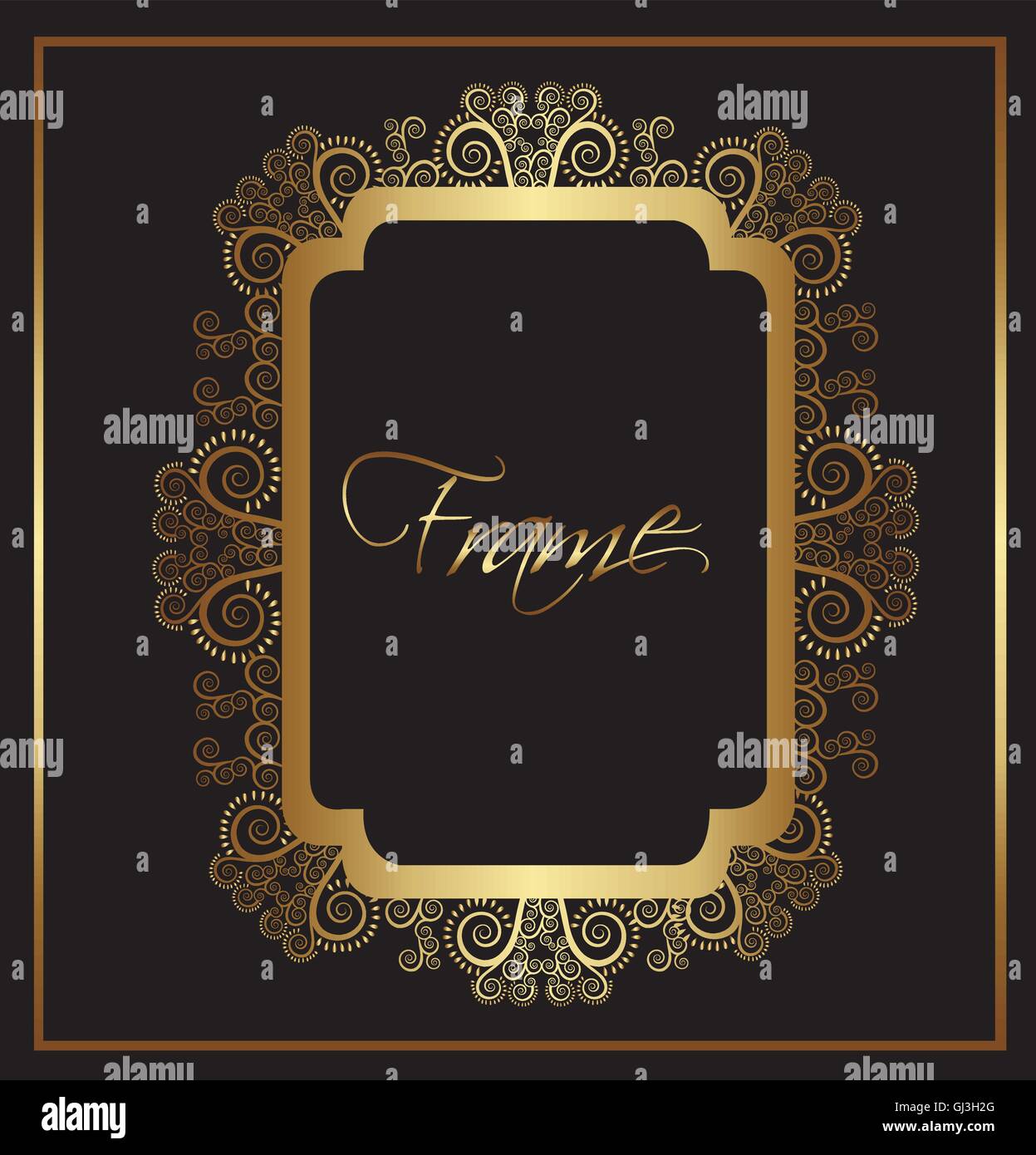 Illustration of golden frame of arabesques vector illustration Stock ...