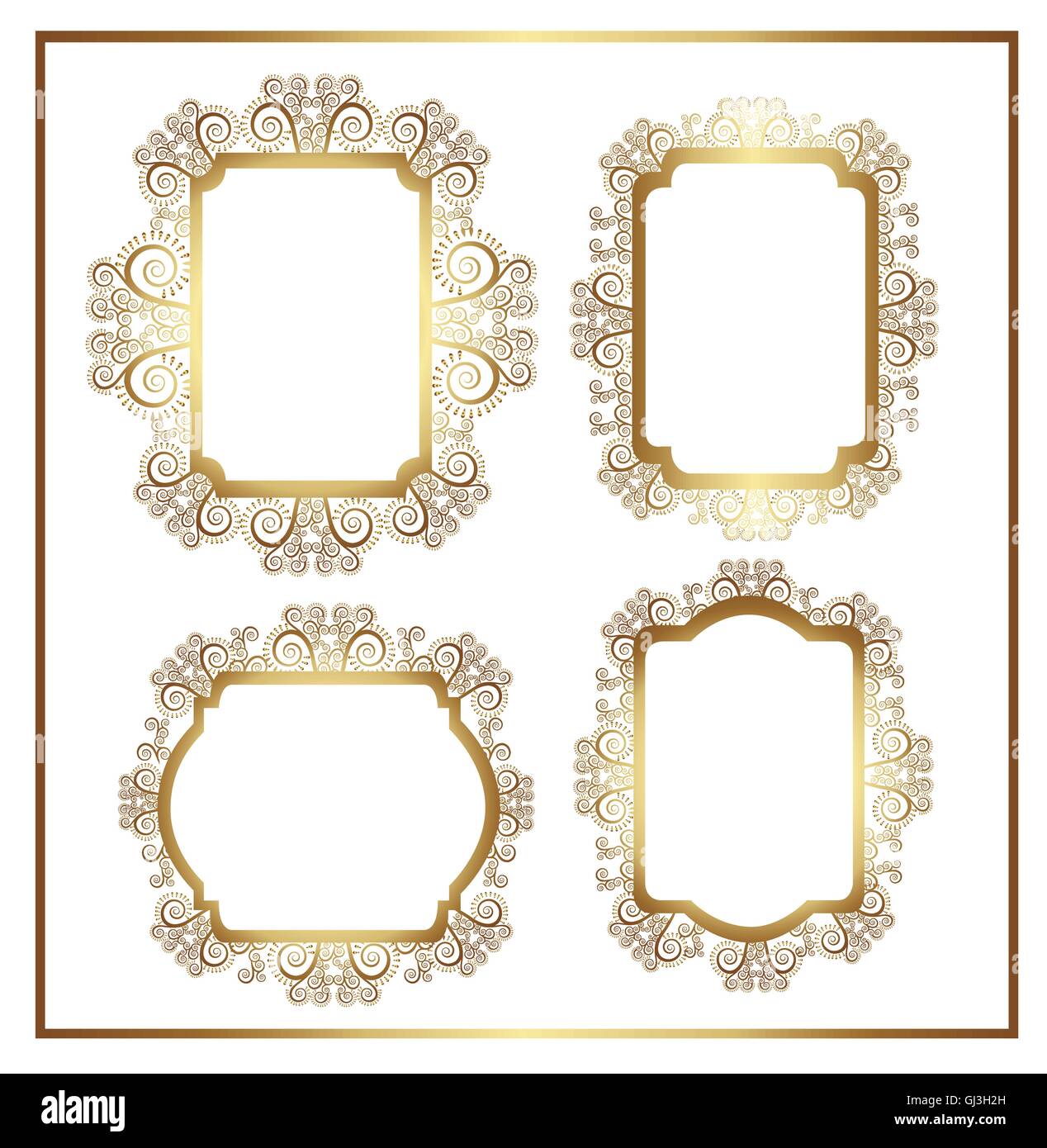 Illustration of golden frame of arabesques vector illustration Stock ...