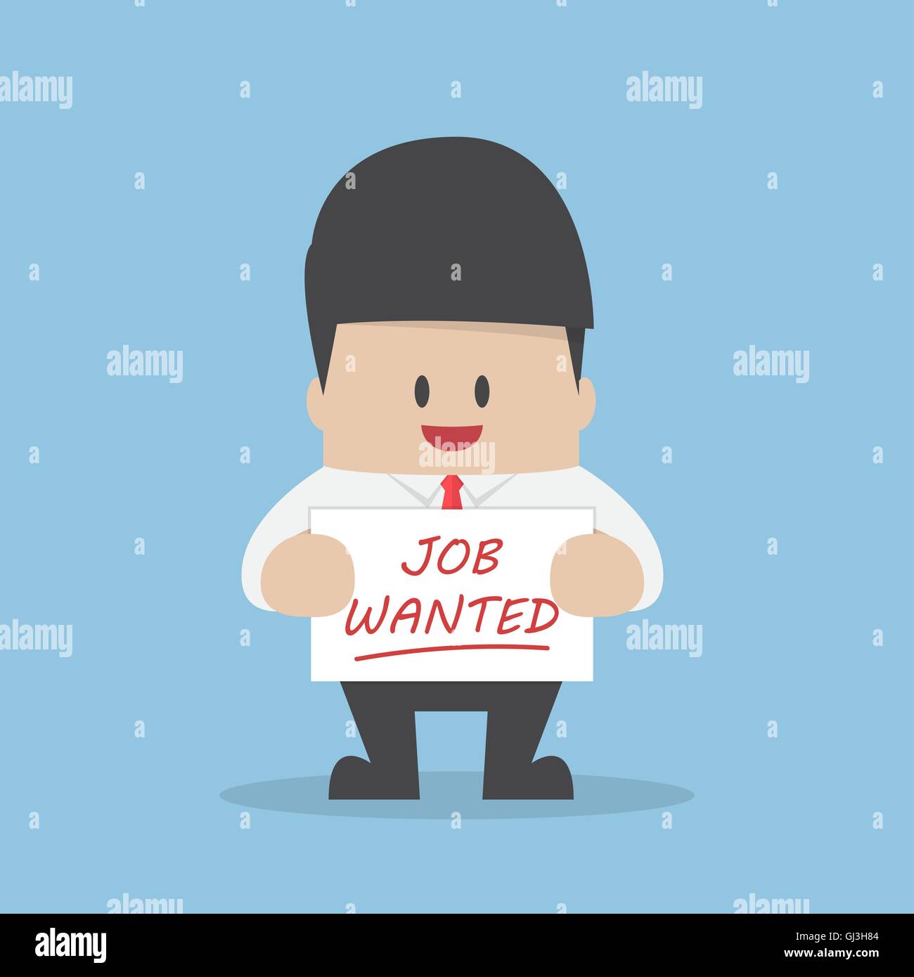 Businessman holding a paper with text JOB WANTED, job search concept ...