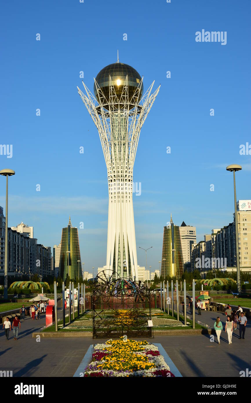 View of the BAITEREK tower in Astana, capital of Kazakhstan Stock Photo ...