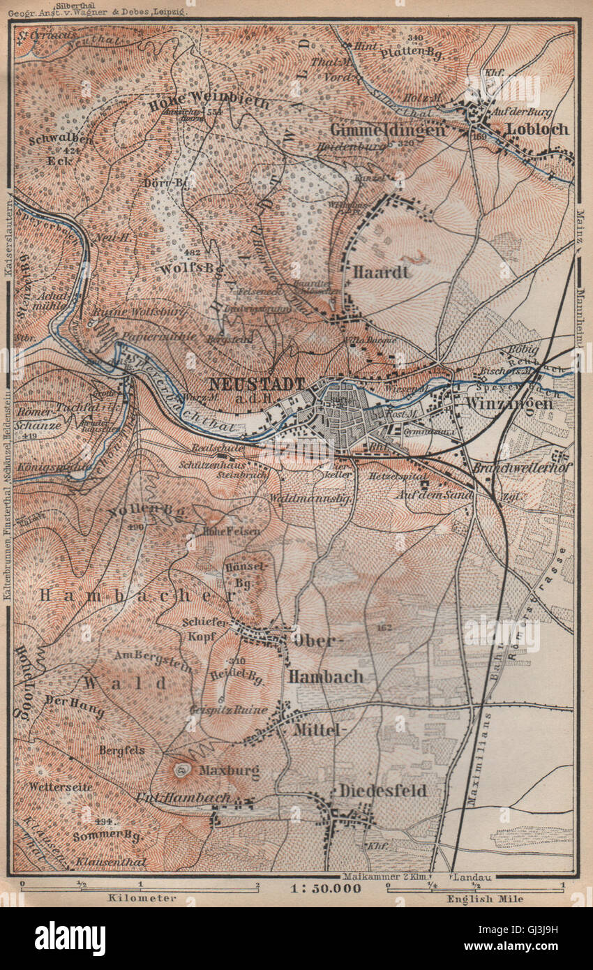 NEUSTADT AN DER WEINSTRAßE & WINZINGEN. Neustadt an der Haardt karte ...