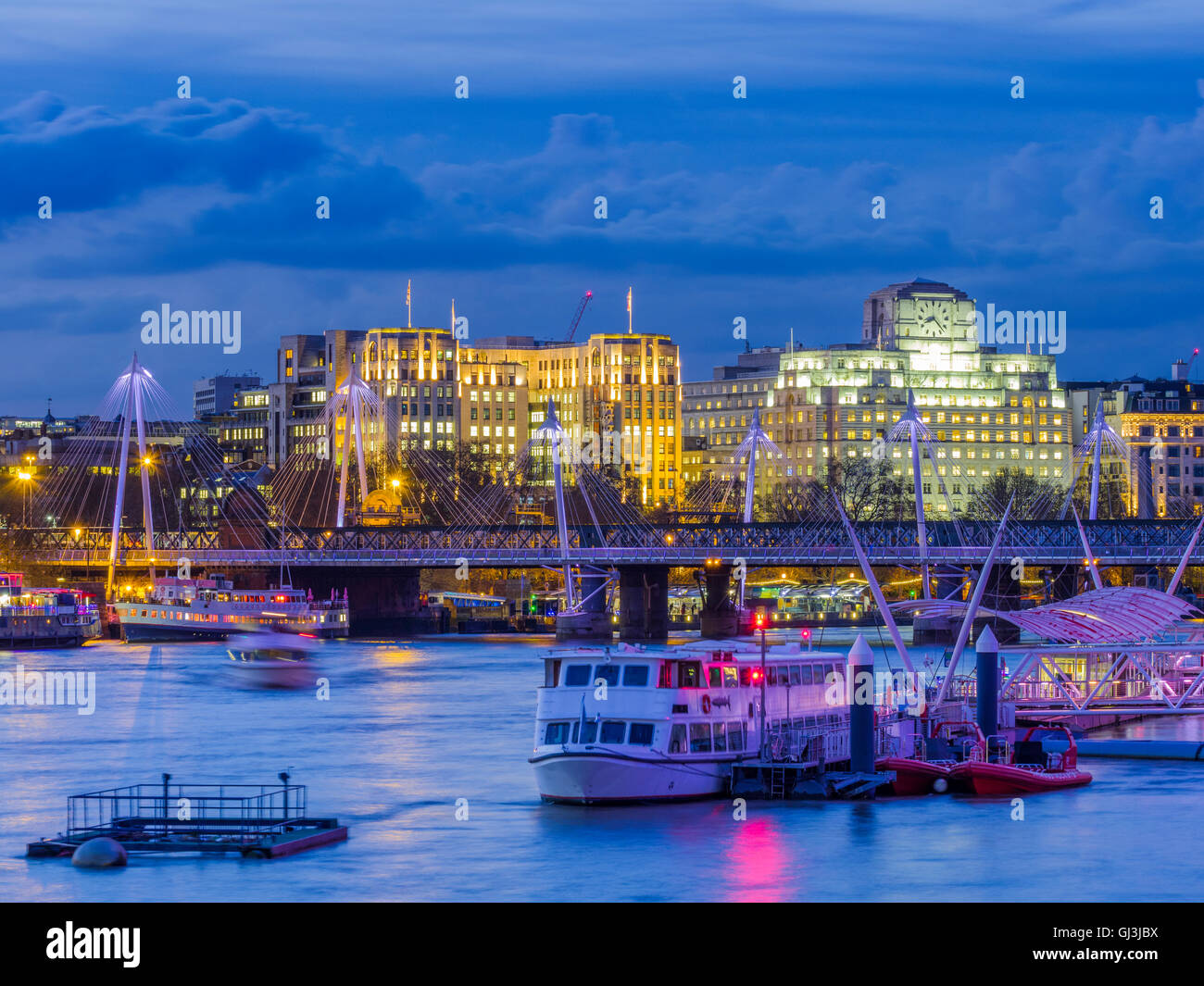 Thames River at night, London England Stock Photo - Alamy