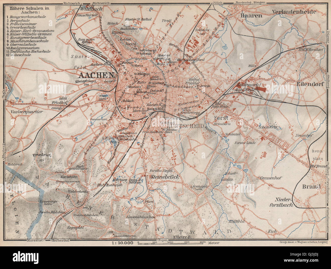 AACHEN & umgebung/environs. Haaren Eildendorf. Aix-la-Chapelle Aken ...