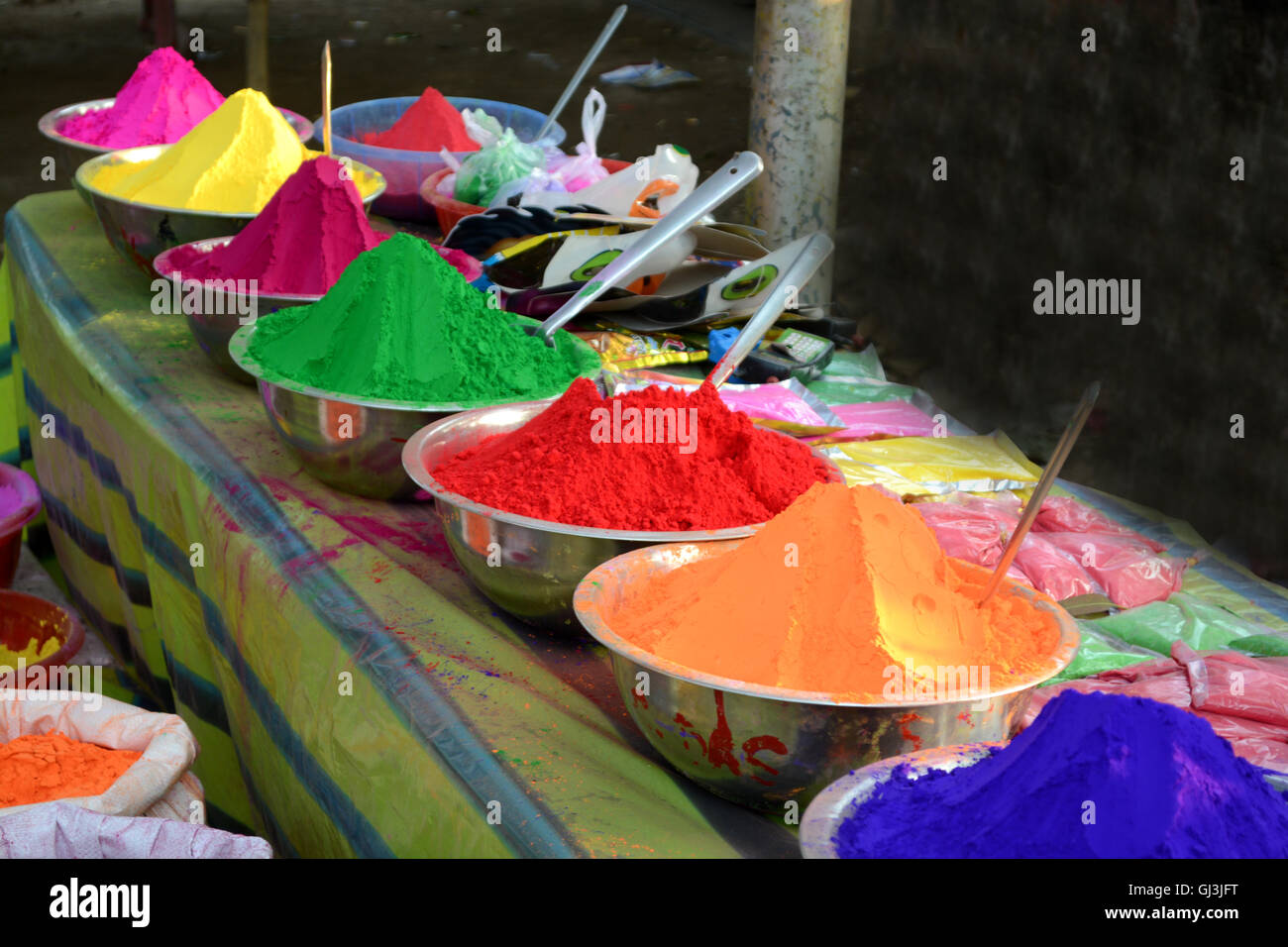 Colors of India. Colorful powders used for religious purposes by Indian ...