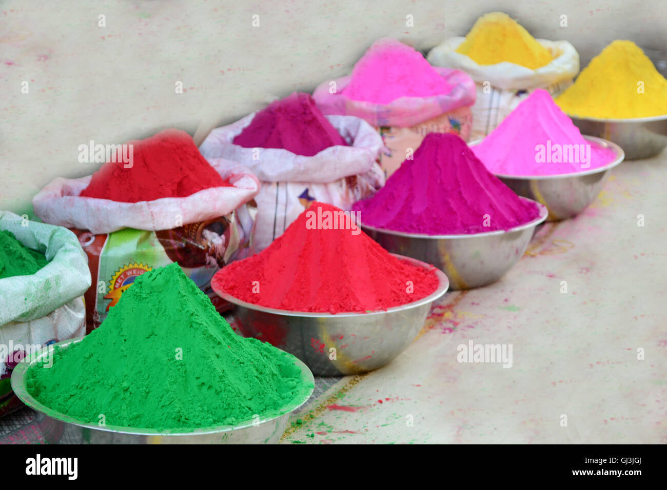 Colors of India. Colorful powders used for religious purposes by Indian ...