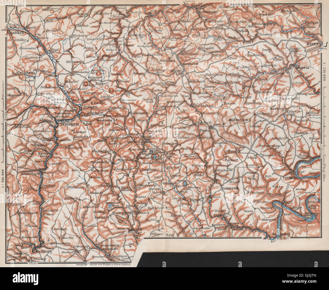 VULKANEIFEL. THE VOLCANIC EIFEL topo-map. Gerolstein. Germany karte ...