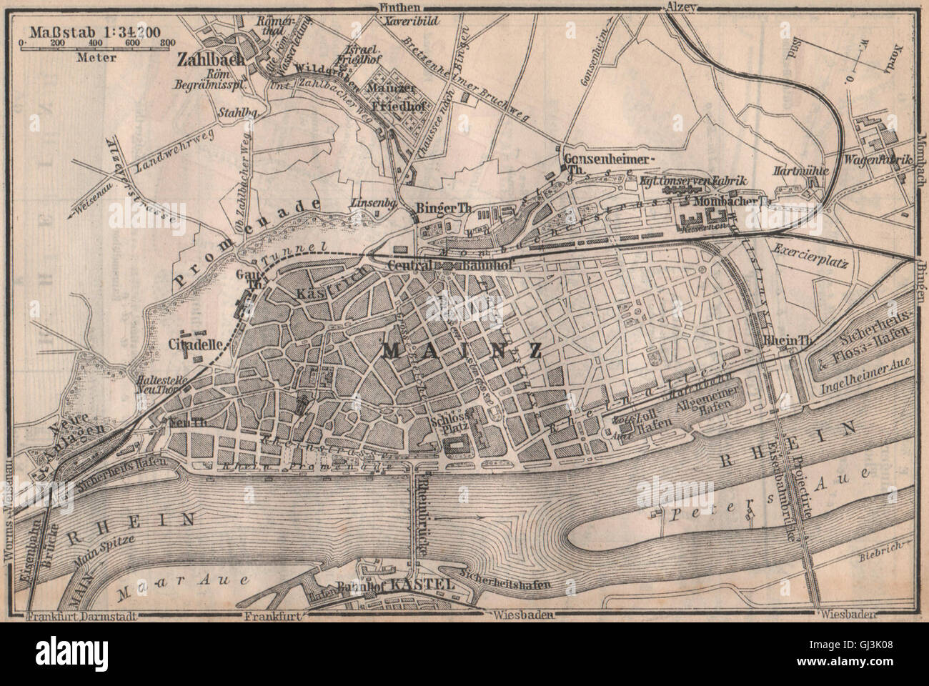 Mainz map hi-res stock photography and images - Alamy