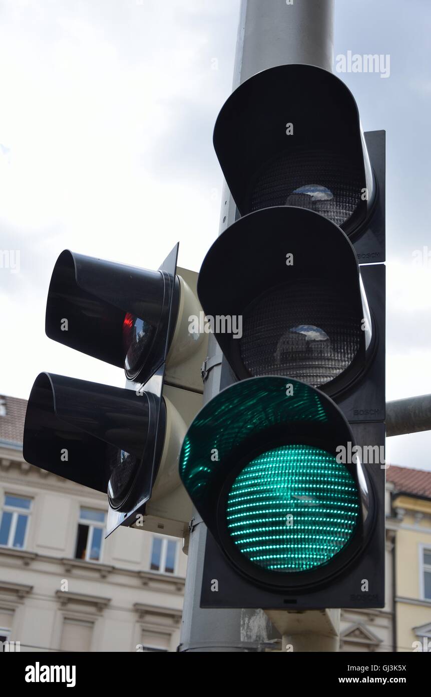 traffic light set on green Stock Photo - Alamy