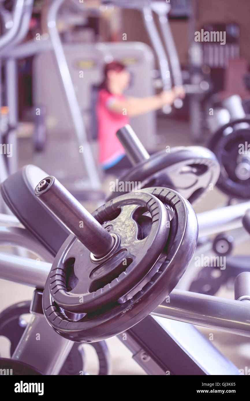 diverse equipment and machines at the gym room Stock Photo - Alamy