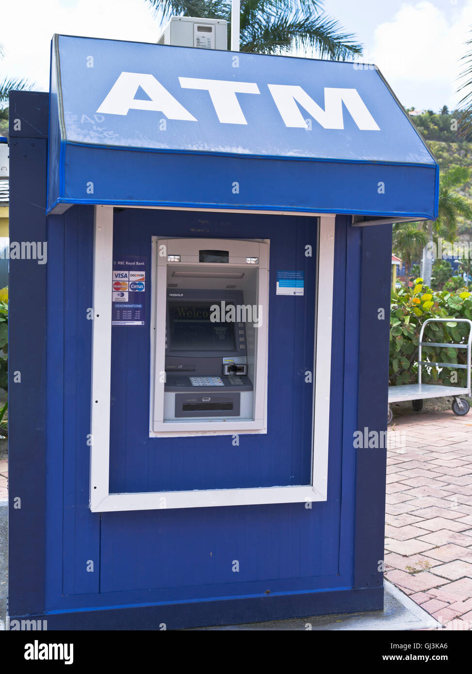dh ST MAARTEN CARIBBEAN Port ATM cash dispenser machine Stock Photo - Alamy