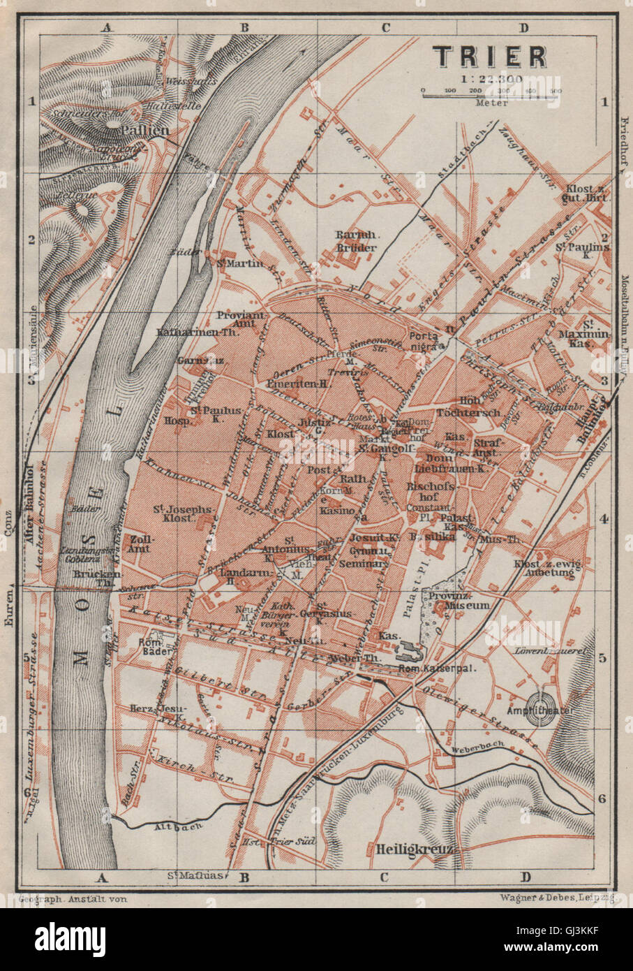 TRIER town city stadtplan. Rhineland-Palatinate. Trèves Treves karte ...