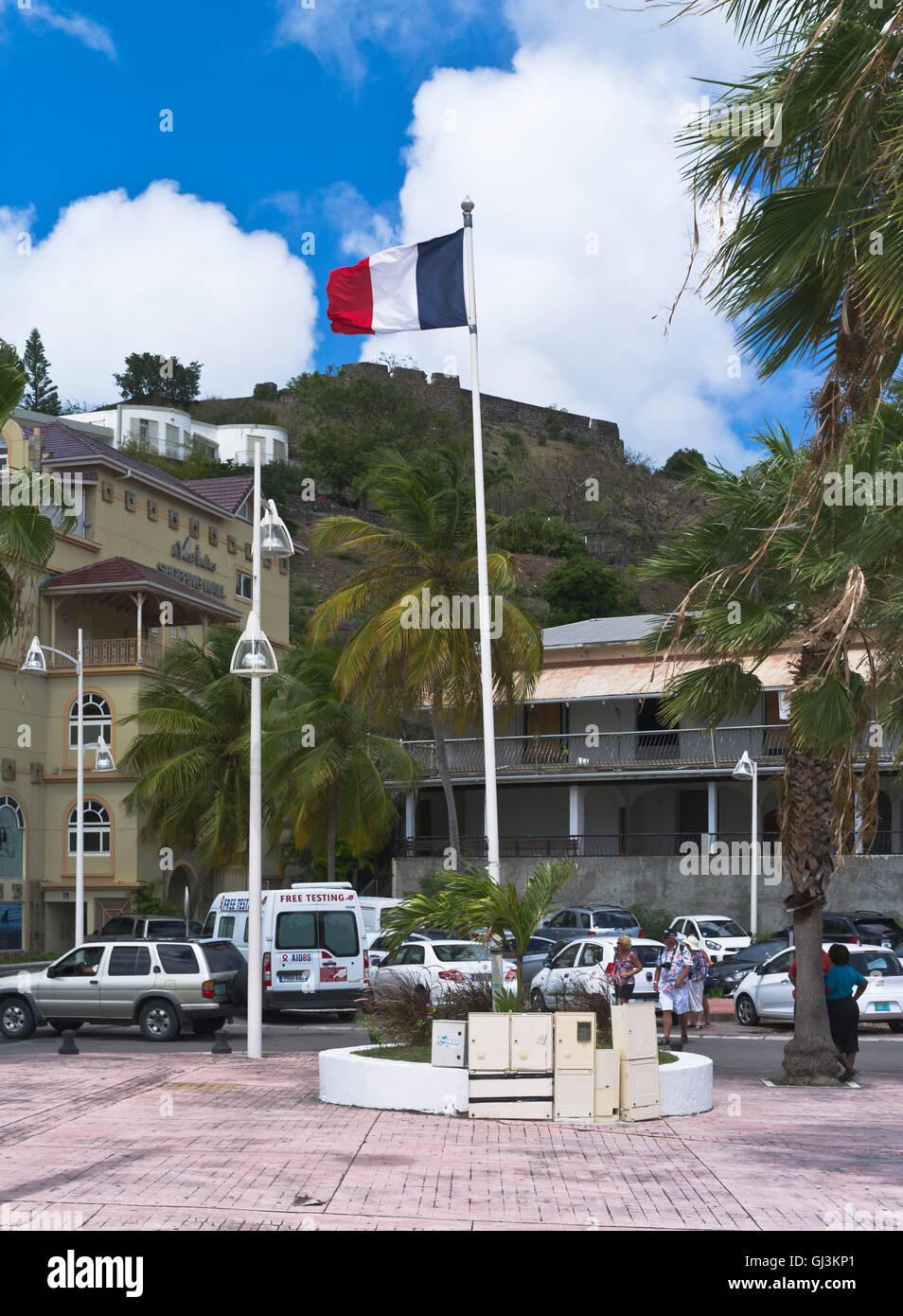 dh Marigot ST MARTIN CARIBBEAN French flag flagpole castle west indies ...