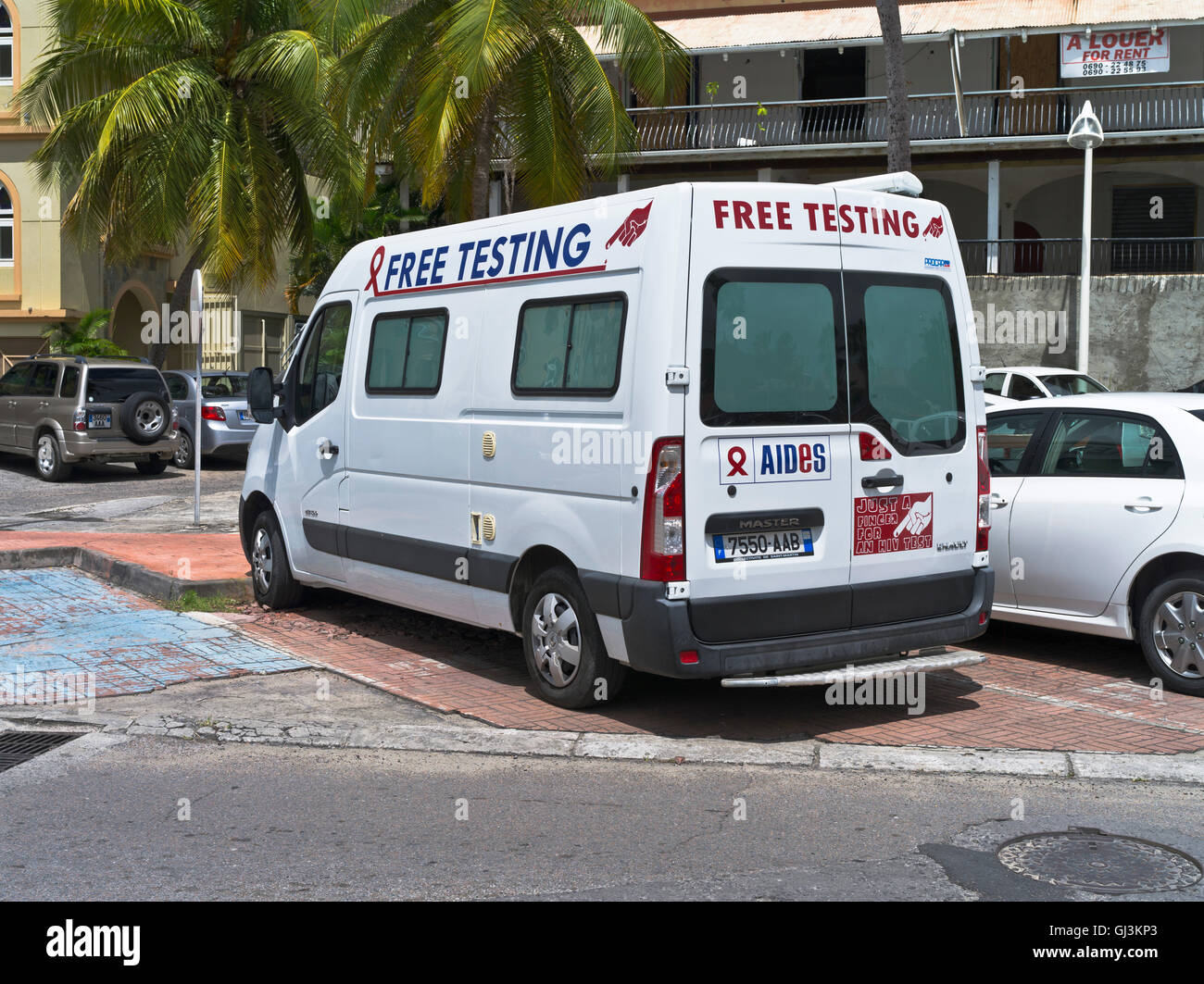 dh Marigot ST MARTIN CARIBBEAN Aids free testing van Stock Photo - Alamy