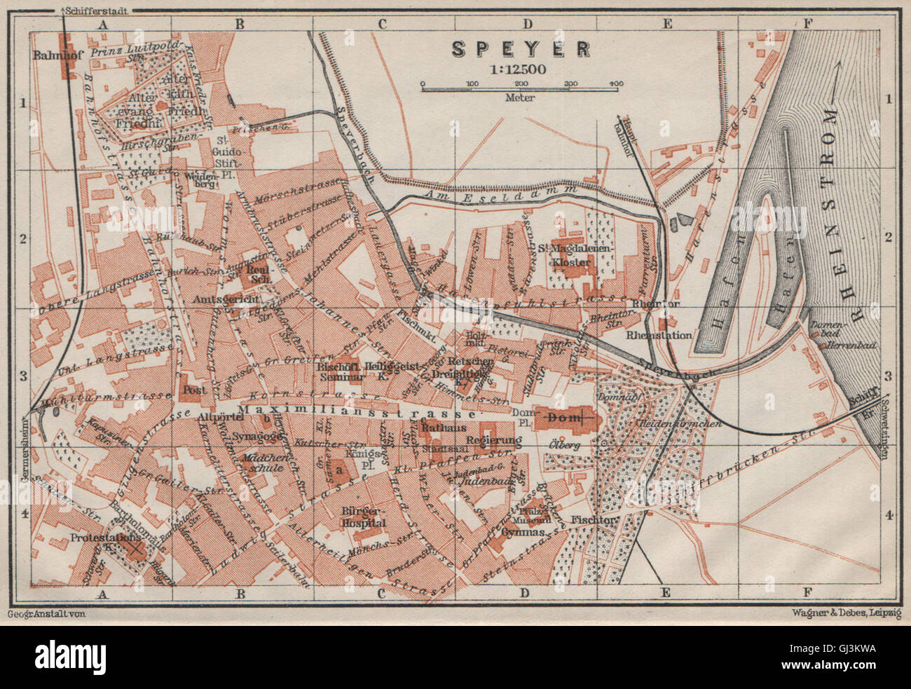 SPEYER town city stadtplan. Rhineland-Palatinate, Deutschland. Spires ...