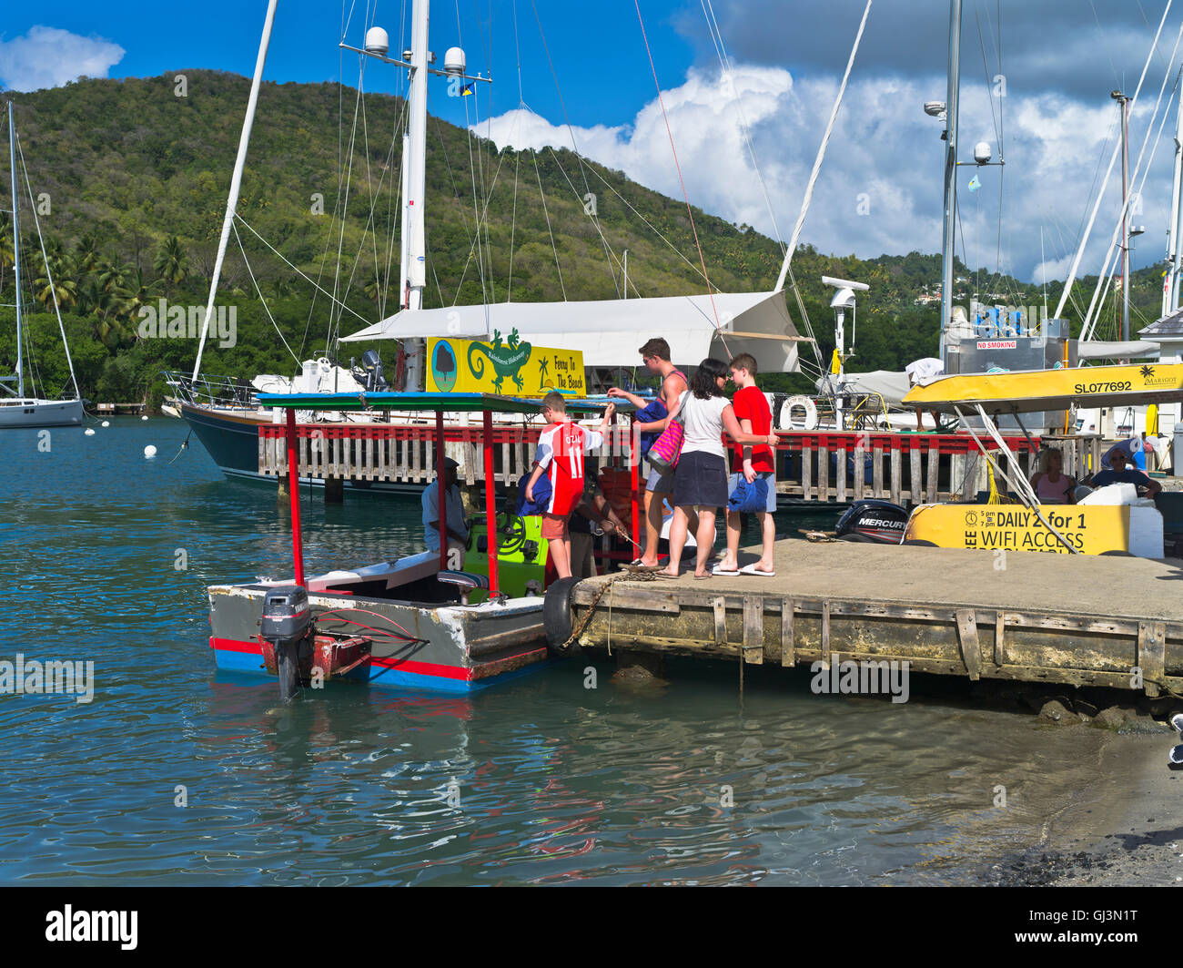 dh Marigot Harbour water taxi ST LUCIA CARIBBEAN Tourist family ...